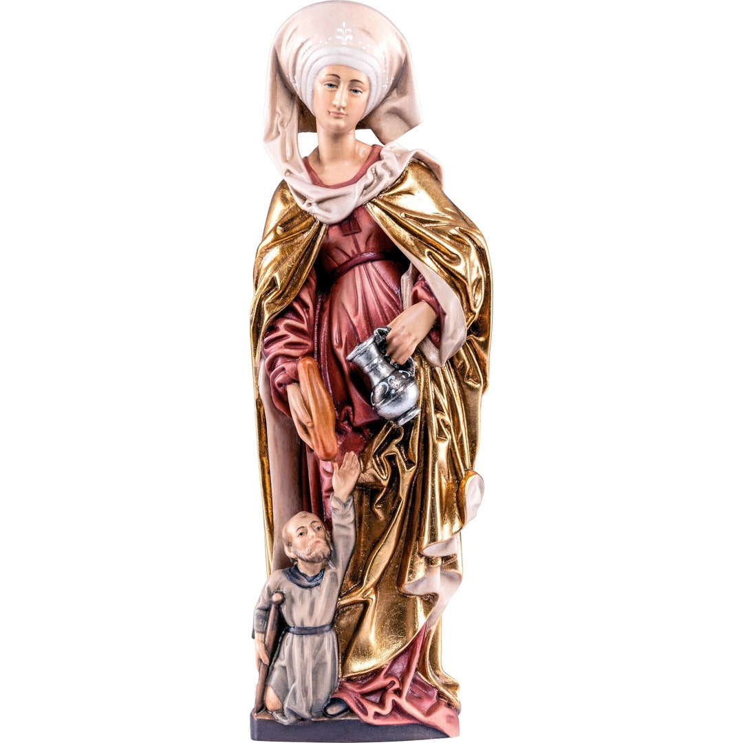 Saint Elizabeth With Beggar Wood Statue, Religious Sculpture - Etsy
