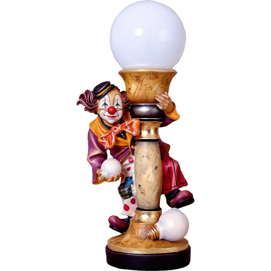 Electrical Lamp Clown With Bow Wooden Decoration, Wooden Gifts ...