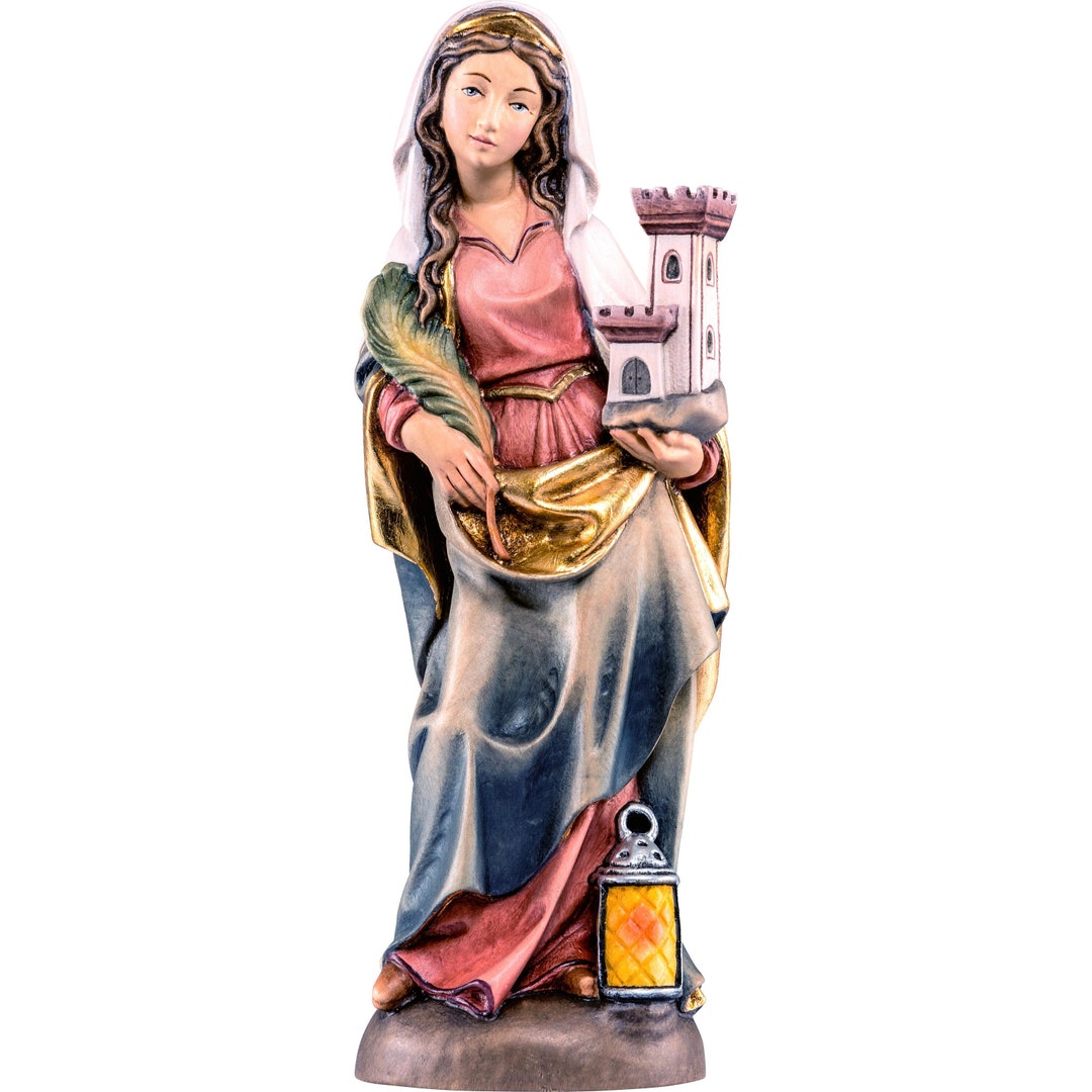 Gothic Saint Barbara Statue, Hand-painted Maple Wood Carving - Etsy