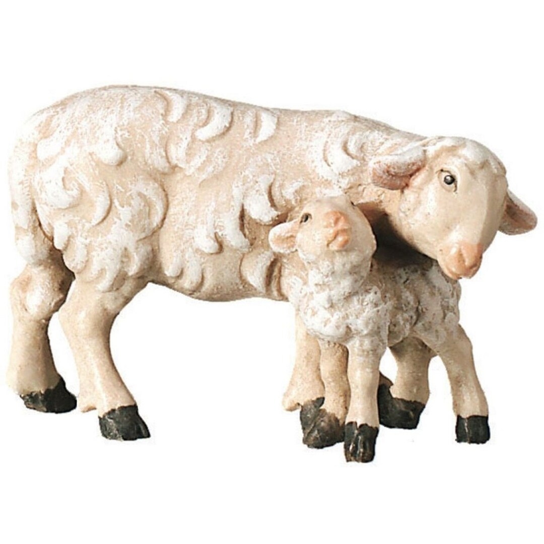 Hand-painted Maple Sheep With Lamb Figurine – Folk Nativity Decor - Etsy