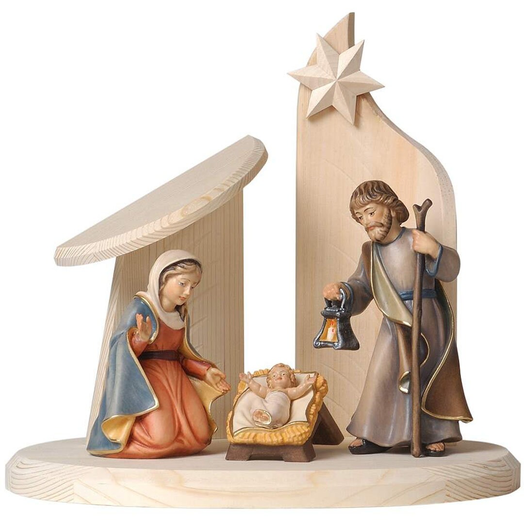 Hand-painted Maple Wood Holy Family Nativity Scene – Modern Stable - Etsy