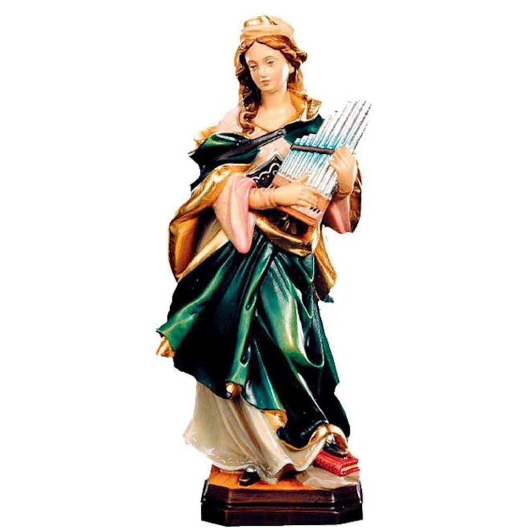 Saint Cecilia Wooden Statue, Life Size Saint Sacred Religious Statues ...