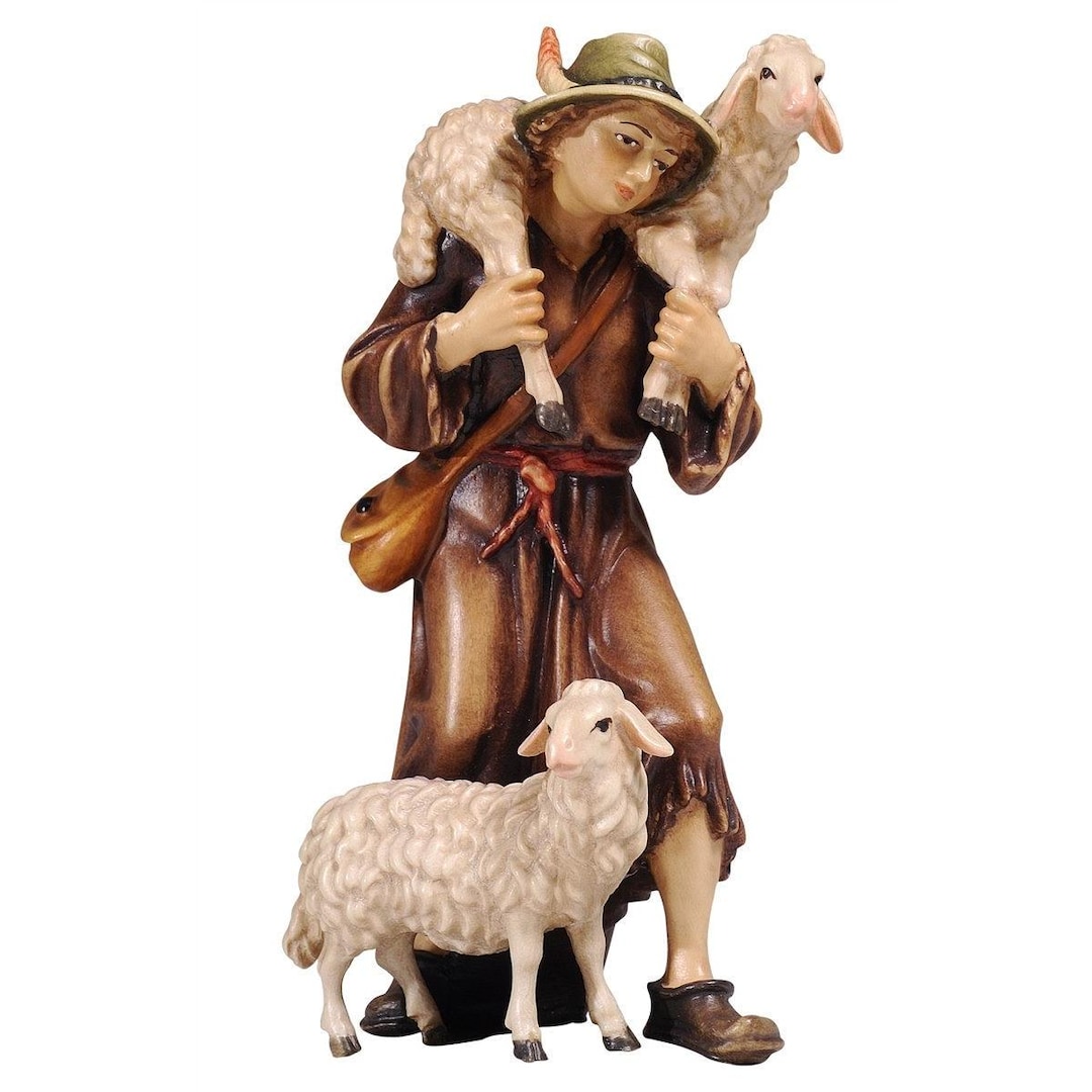 Shepherd With 2 Sheep for Nativity Scene - Jerusalem Nativity Figurines ...