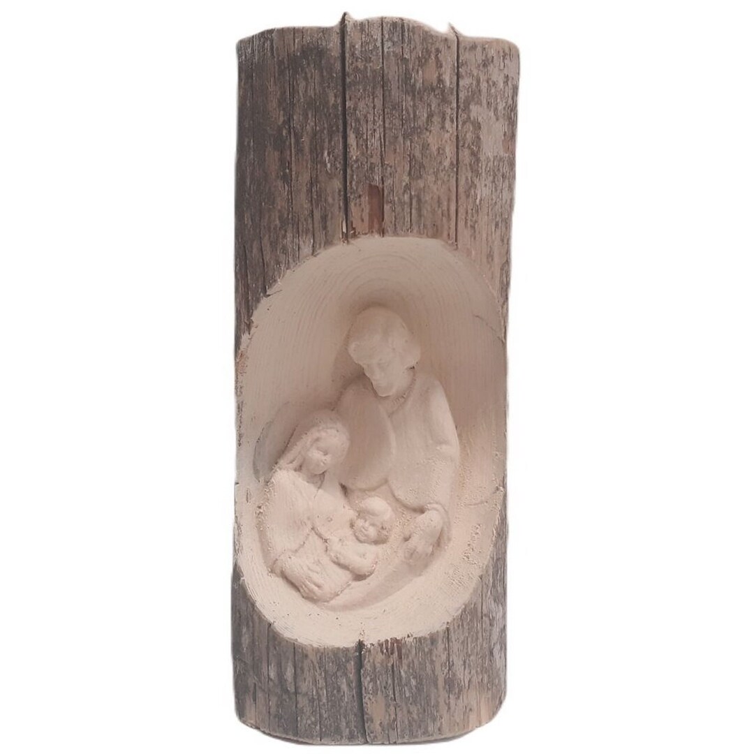 Wood Log Holy Family Nativity – Rustic Christmas Decoration - Etsy