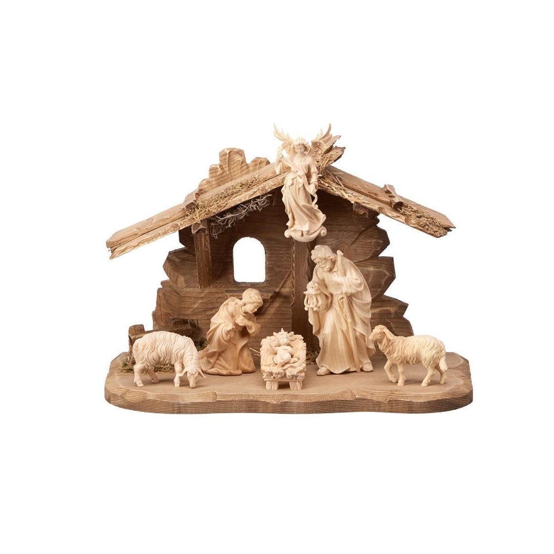 Tyrolean Wooden Nativity Scene With 6 Figures Wooden Stable, Nativity ...