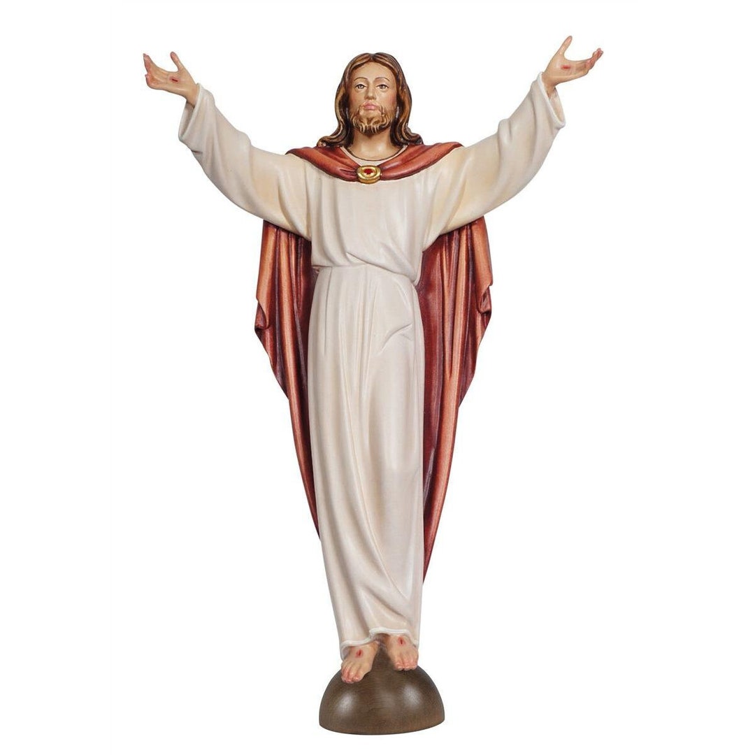 Risen Christ on Plinth Wooden Statue, Life Size Saint Religious Statues ...
