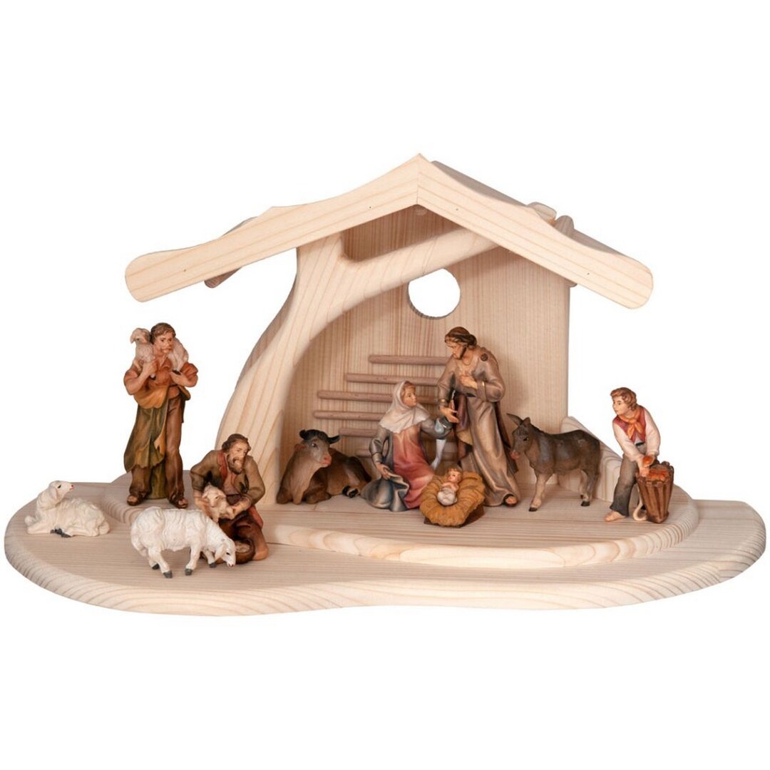 Maple Wood Nativity Set – Hand-painted Tyrolean Figurines, Christmas ...