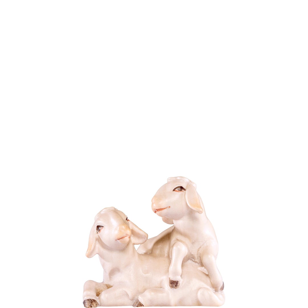 Hand-painted Maple Wood Lamb Figurines – Nativity Scene Animals, Made ...