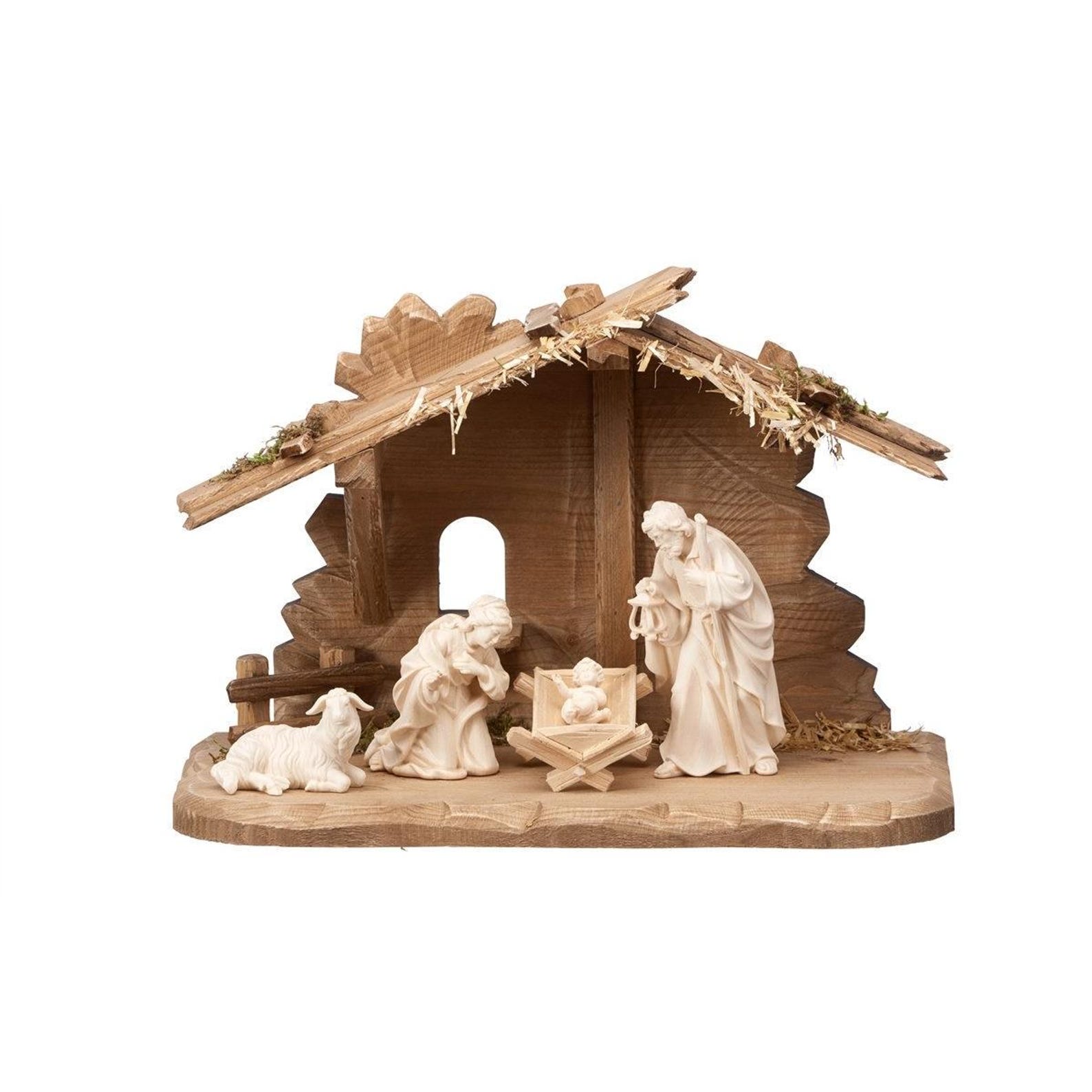Tyrolean Nativity Scene With 4 Figurines RA Wooden Stable, Nativity ...