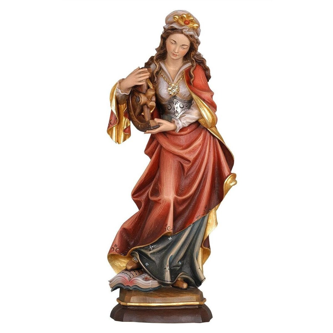 Hand Carved St. Catherine Maple Wood Statue, Religious Gift - Etsy