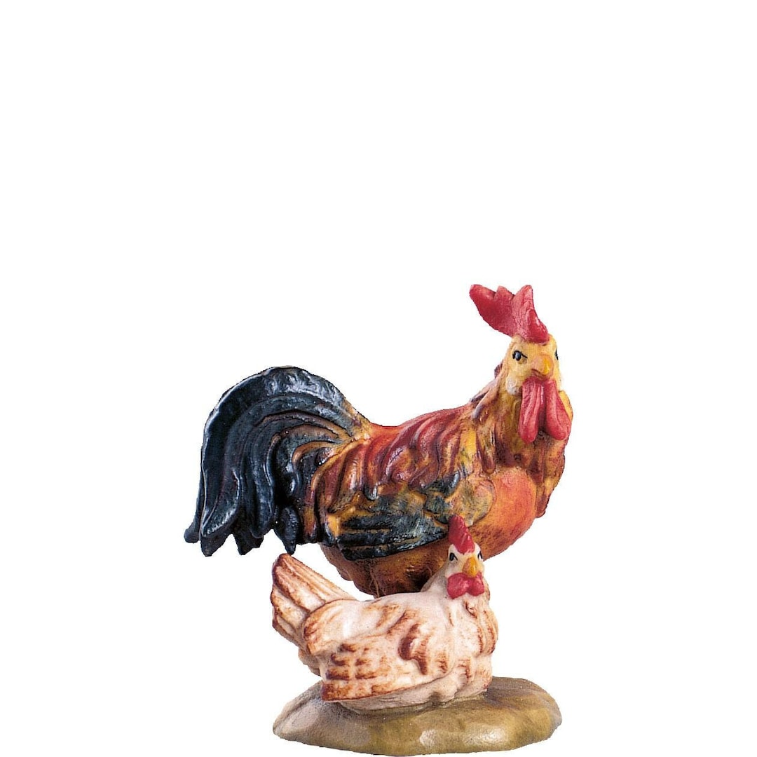 Rooster With Hen for Nativity Scene - Farm Religious Gift, Church ...