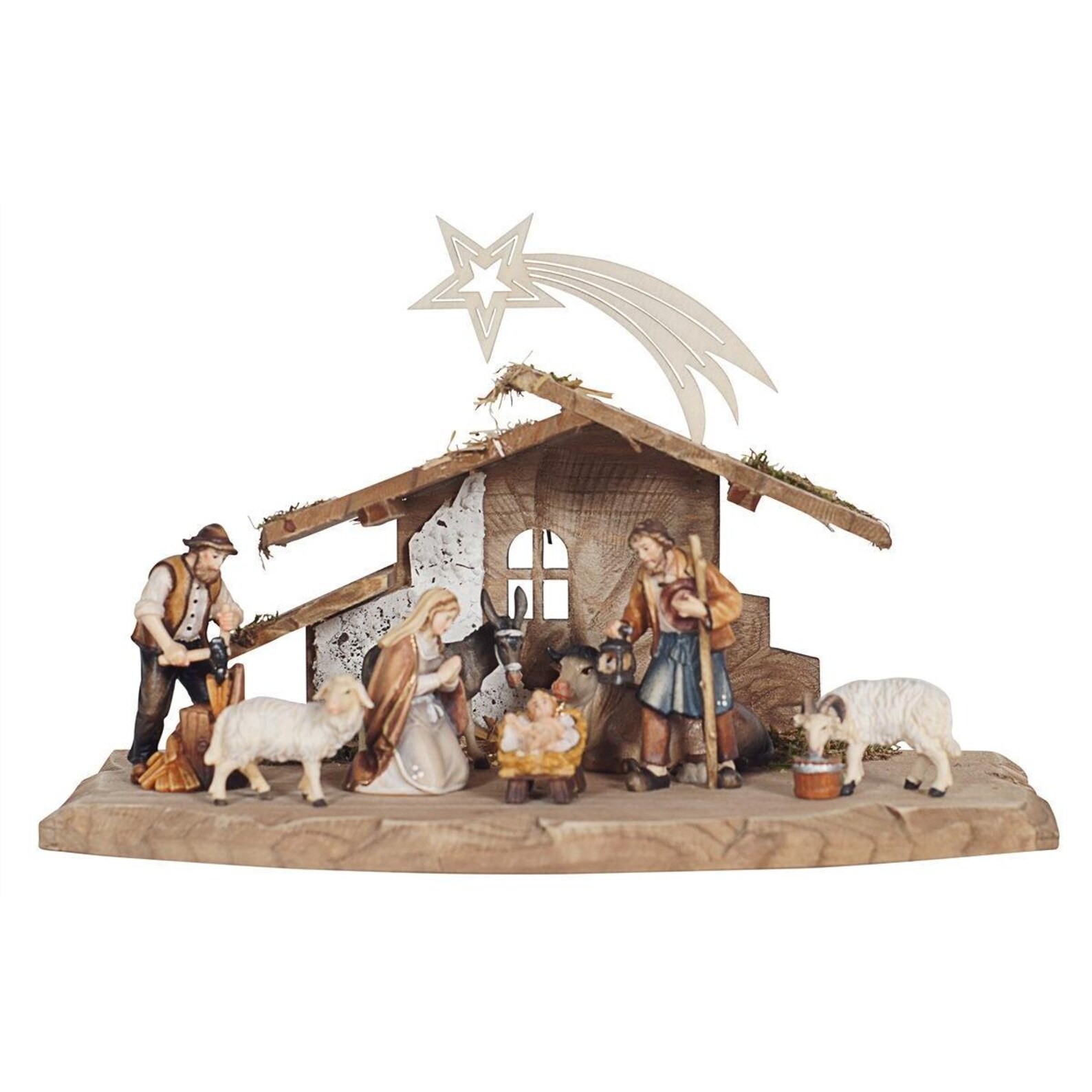 Hand-painted Nativity Set With Wooden Tyrolean Stable - Etsy