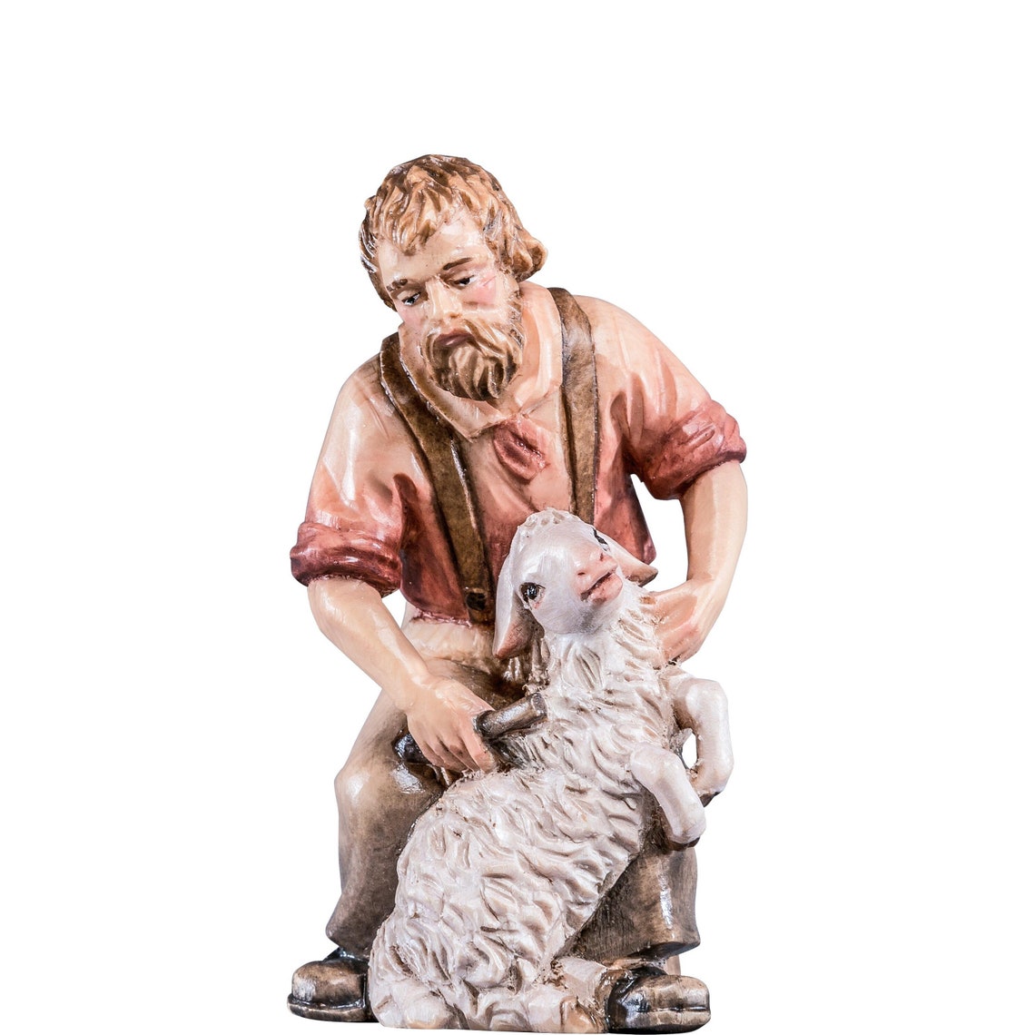 Hand-painted Shepherd Shearing Sheep Figurine – Maple Wood Nativity ...