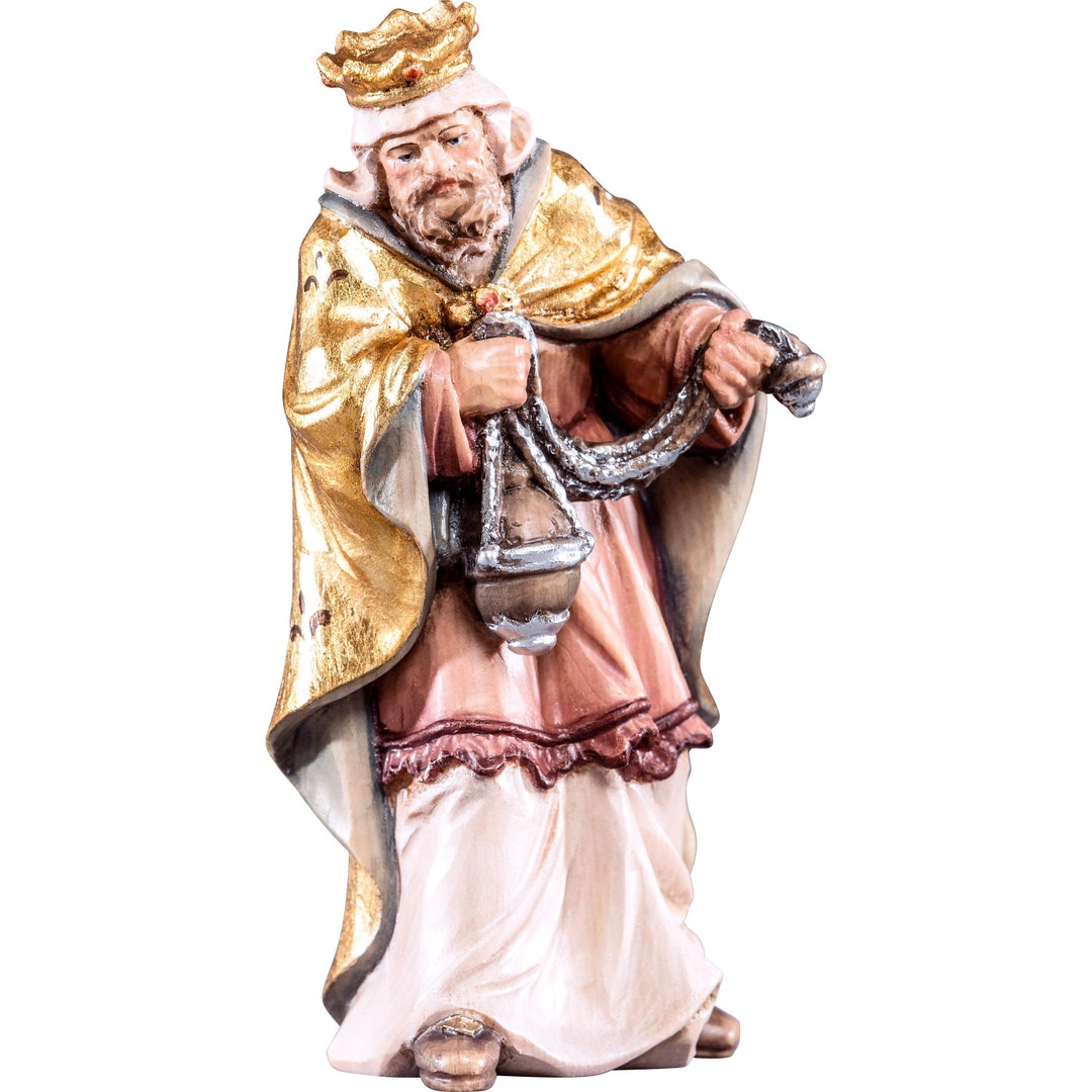 Hand-painted Maple Wood King Balthazar Figurine - Italian Nativity ...