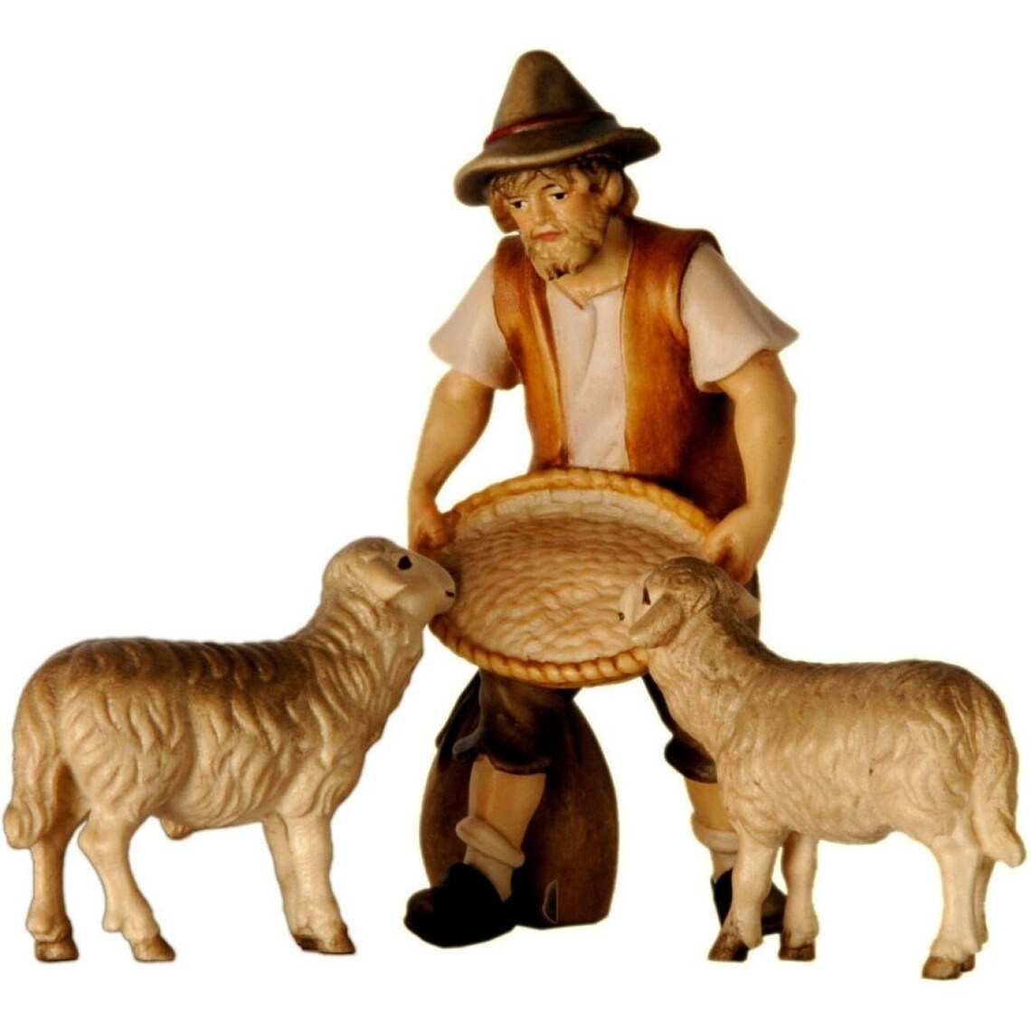 Hand-painted Maple Wood Shepherd With Sheep – Nativity Figurine - Etsy