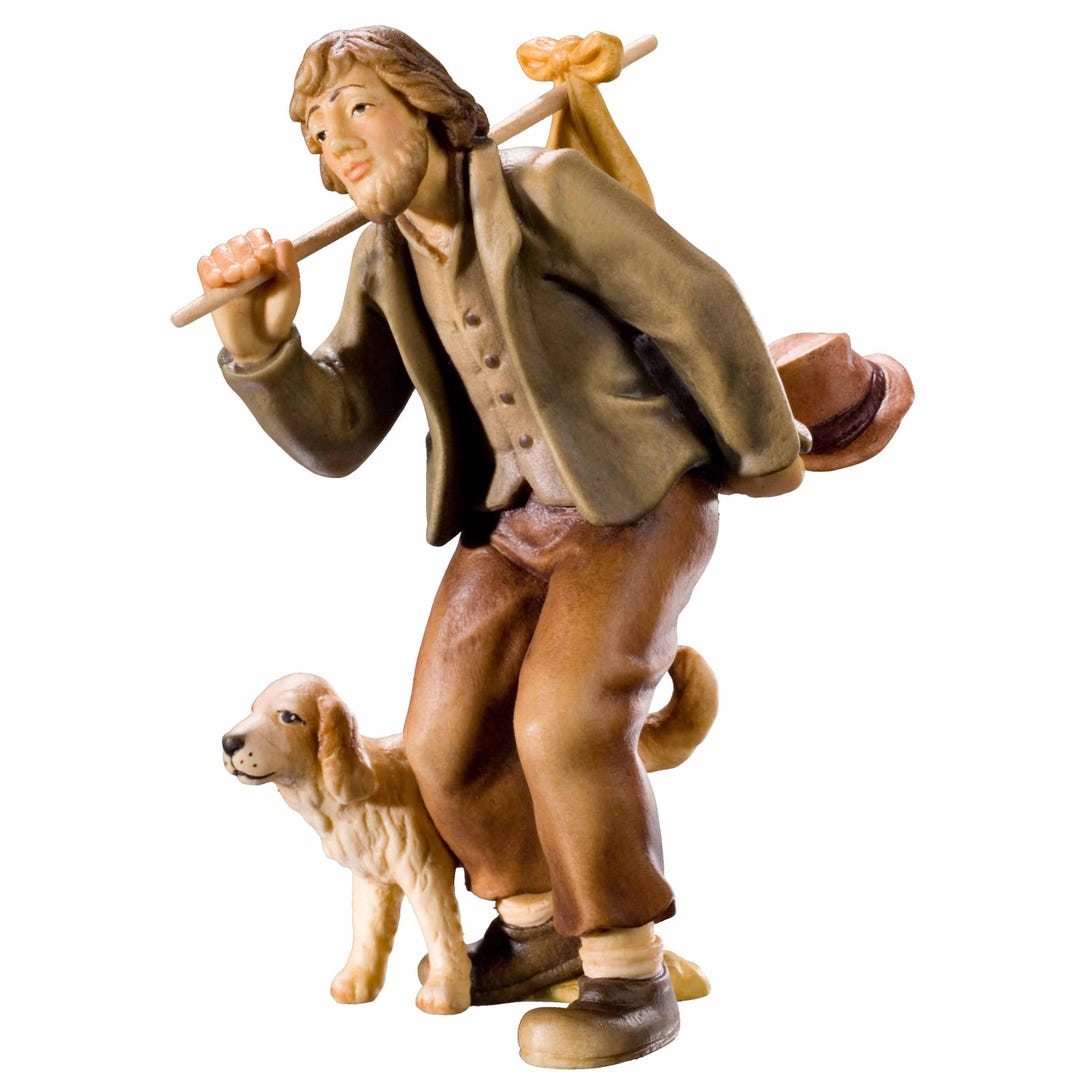 Pilgrim With Dog - Peasant Wooden Nativity Scene, Religious Catholic ...