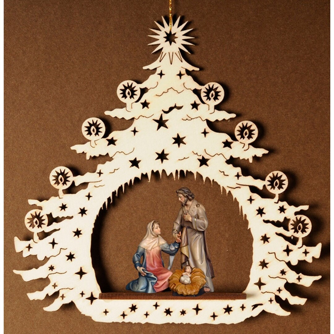 Tyrolean Christmas Tree Ornament – Holy Family Maple Wood Carving - Etsy