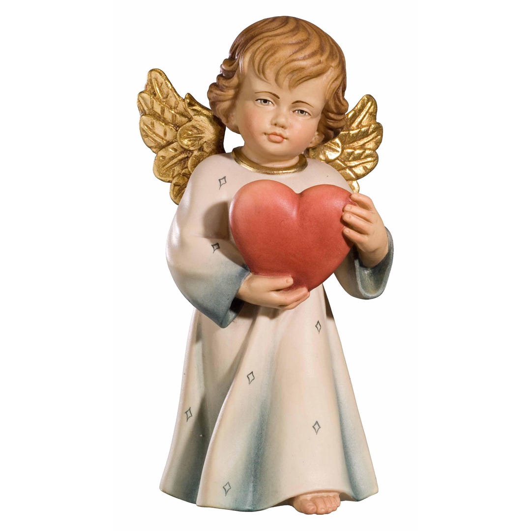 Benedict Angel With Heart, Hand Carved Maple Wood Statue, Religious ...