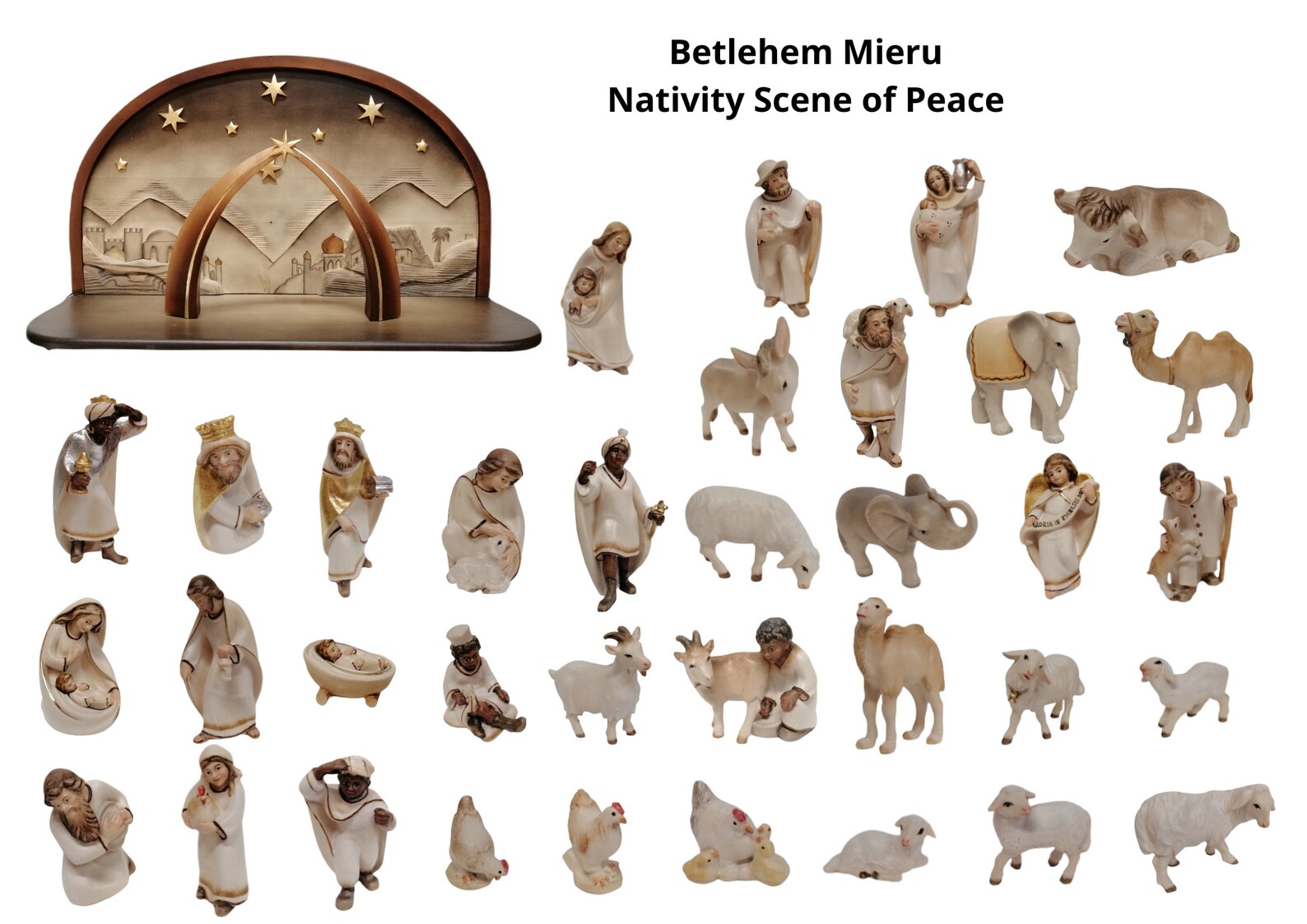 Hand-painted Double-sided Nativity Scene, Wooden Christmas Decoration ...
