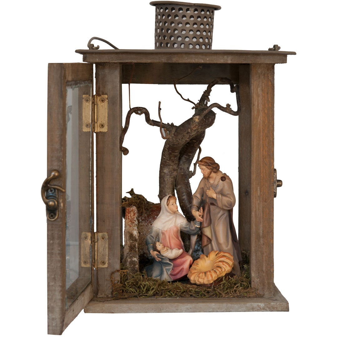 Wooden Nativity Lantern – Hand-painted Christmas Crib, Religious ...