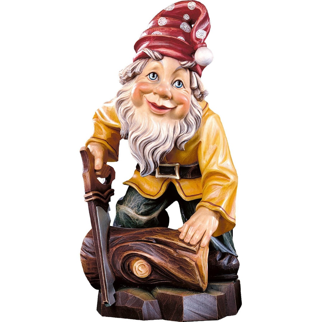 Hand Carved Maple Wood Gnome Woodcutter Statue, Home Decor - Etsy