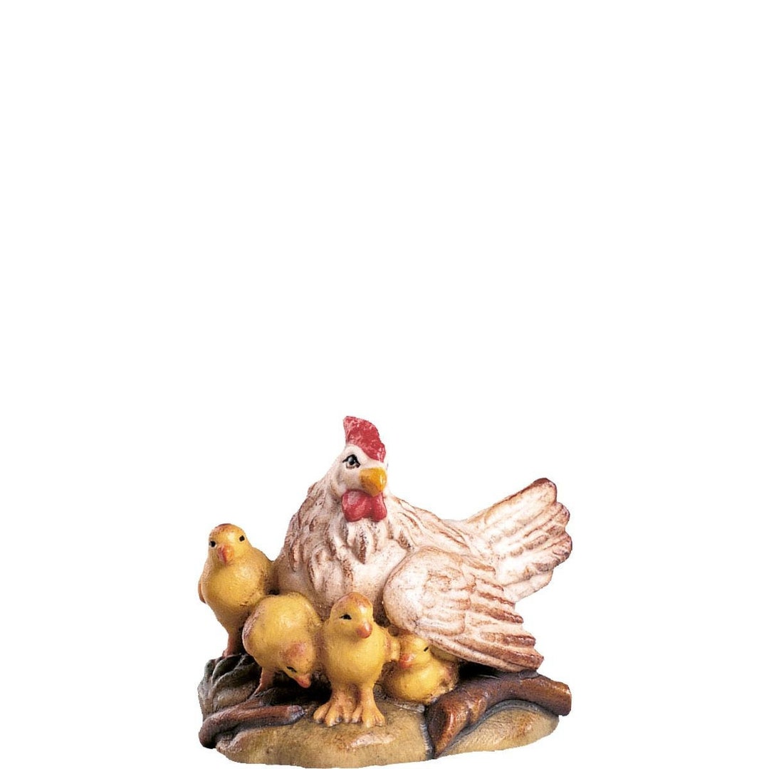 Hand Carved Maple Wood Hen With Chicks – Nativity Figurine - Etsy