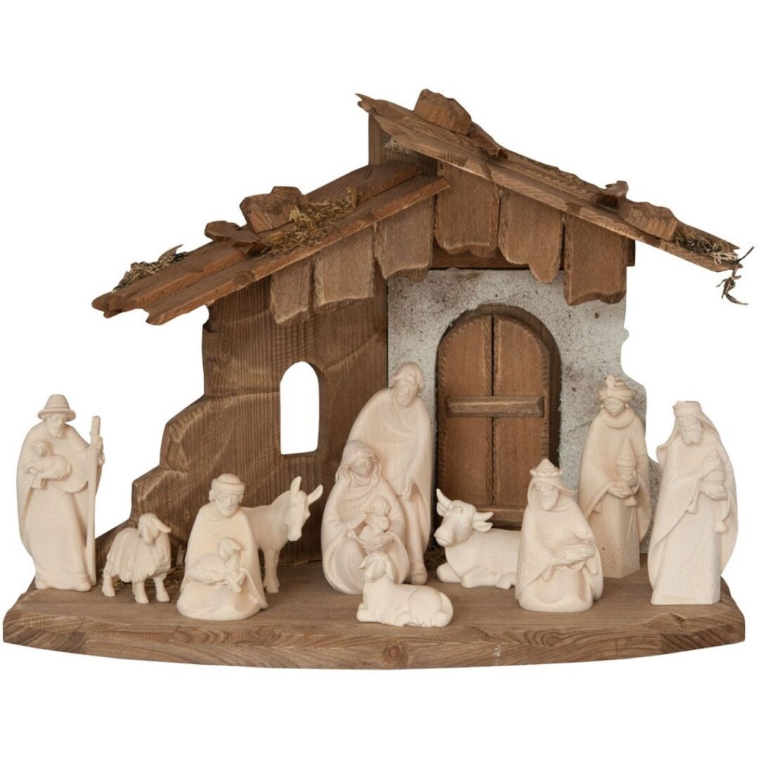 Hand Painted Maple Wood Nativity Set – 10 Figurines With Stable - Etsy