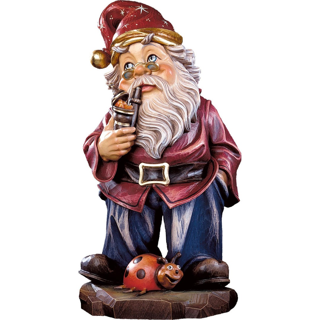 Lime Wood Gnome Boss Statue, Hand-painted Home Decor (15.75 Inch) - Etsy