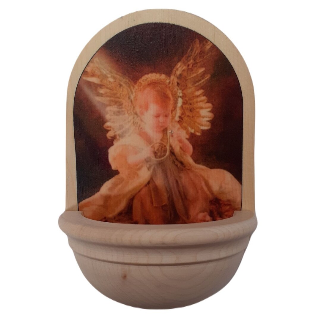 Wooden Holy Water Stoup With Angel, Religious Gift (5.12 Inch) - Etsy