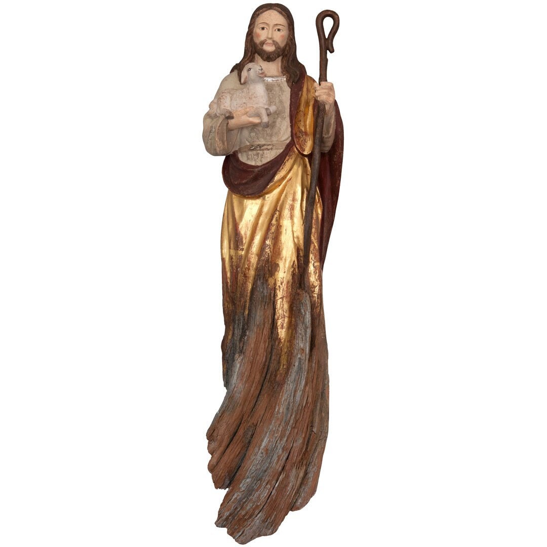 Jesus the Good Shepherd Root Sculpture - Hand Painted, Gold Gilded - Etsy