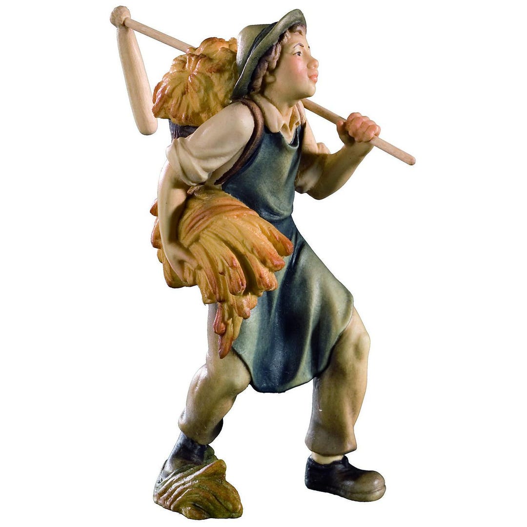 Farmer With Fail - Peasant Wooden Nativity Scene, Religious Catholic ...