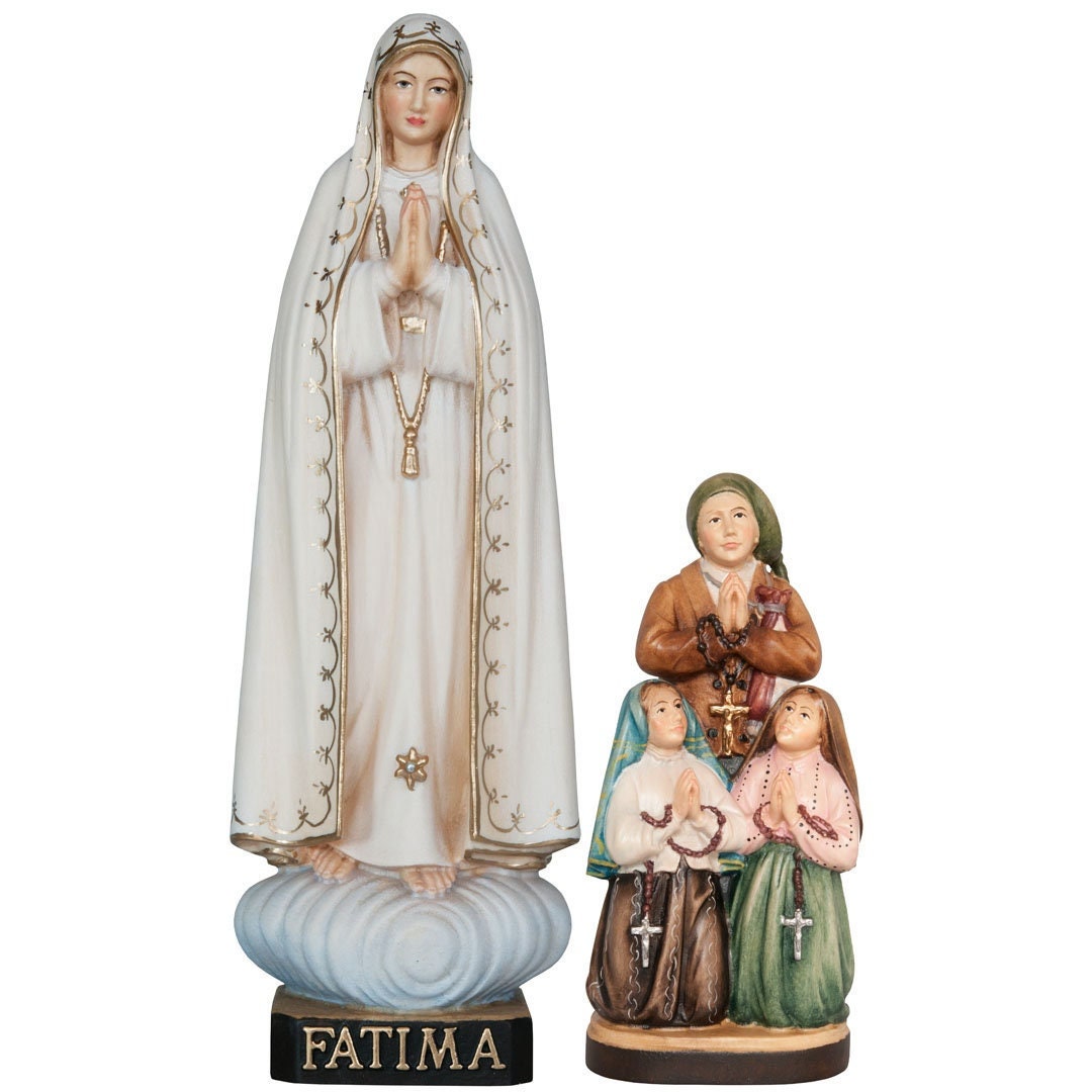 Our Lady of Fatima Statue With Children - Hand-painted Maple Wood - Etsy