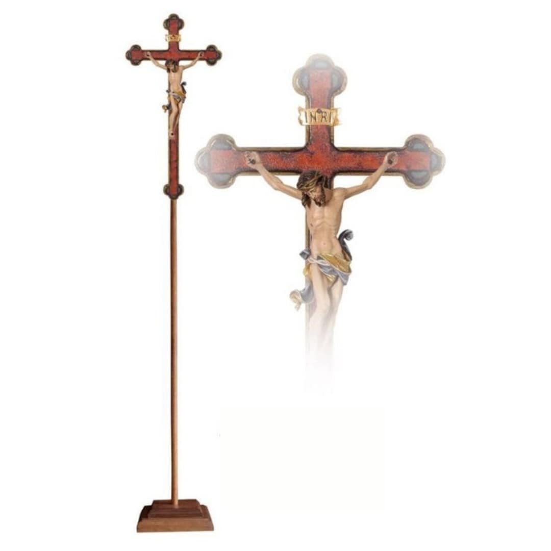 Wooden Processional Baroque Gold Cross Corpus Leonardo, Catholic Decor ...