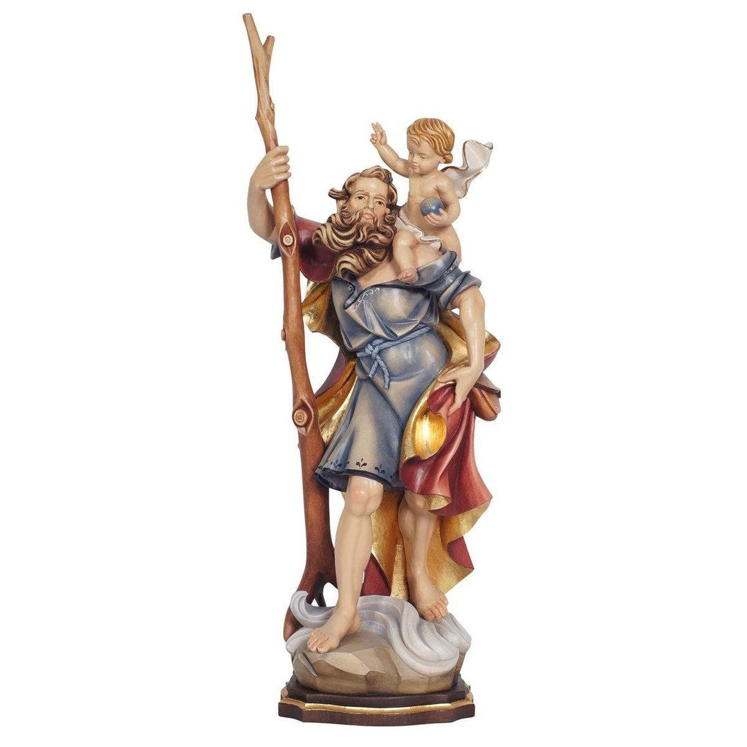 St. Christopher Wooden Statue, Life Size Saint Religious Statues ...