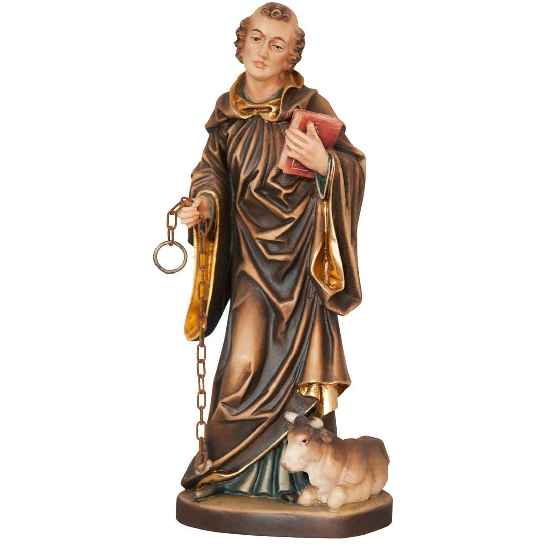 Hand-painted Saint Leonard Wood Statue With Chain - Catholic Gift - Etsy
