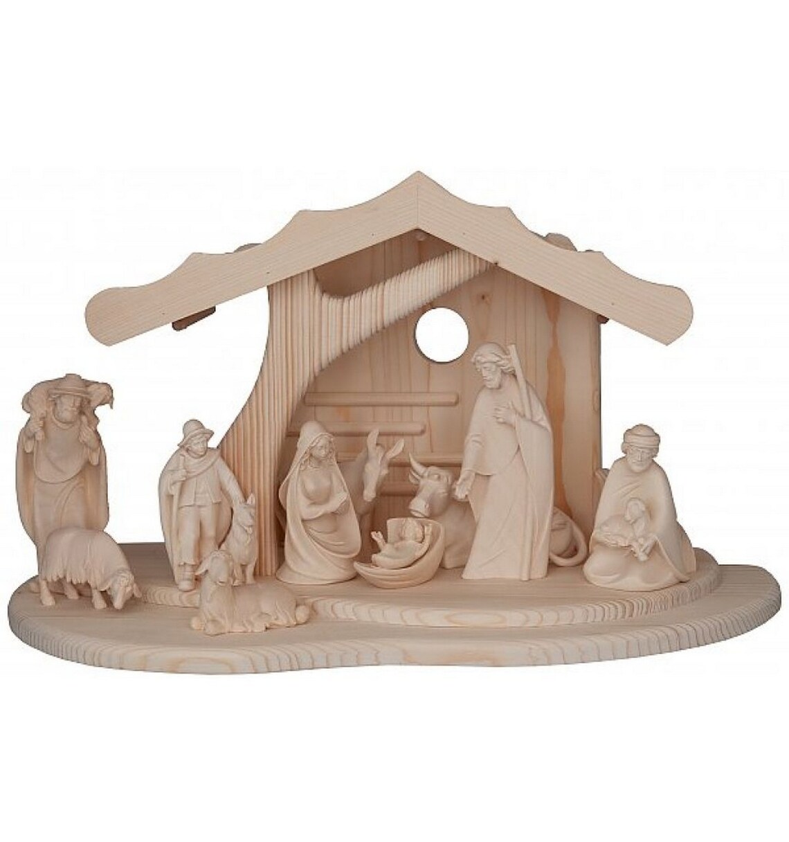 Maple Wood Nativity Set With Modern Stable, Hand-painted Figurines - Etsy