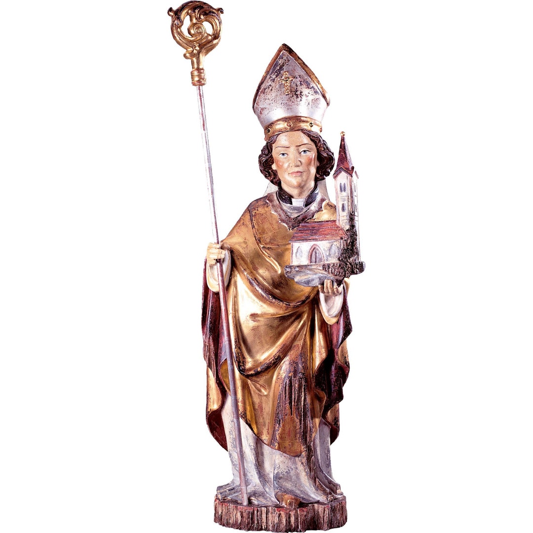 Bishop Wooden Statue, Life Size Saint Religious Statues Sculptures ...