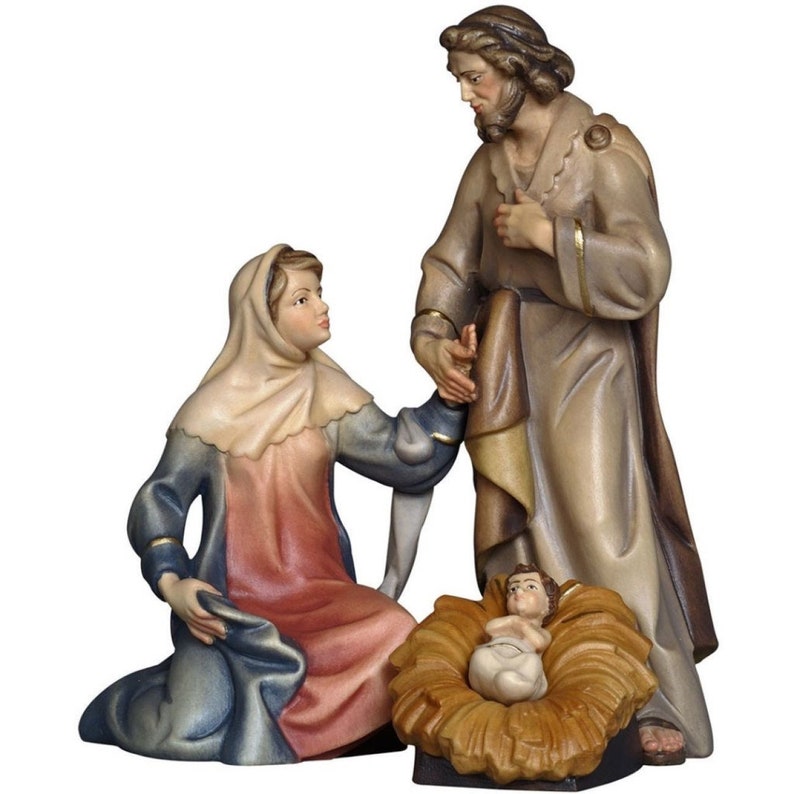Hand-painted Maple Wood Holy Family Nativity Figurines - Tyrolean Style ...