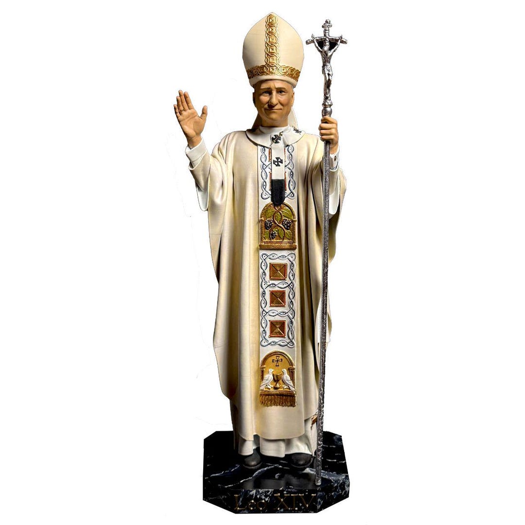 Hand-painted Resin Statue of Pope Leo XIV, Interchangeable Heads ...
