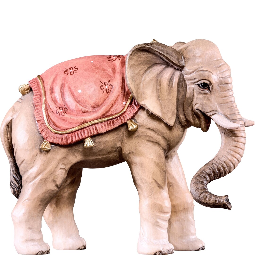 Hand-painted Maple Wood Elephant Figurine – Nativity Scene Animal, Made ...