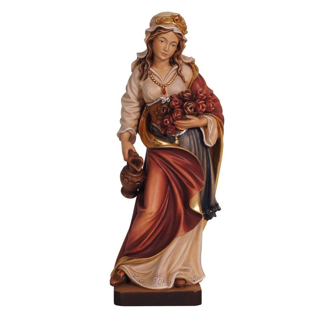 St. Elizabeth Roses and Jug Wooden Statue, Life Size Religious Statues ...
