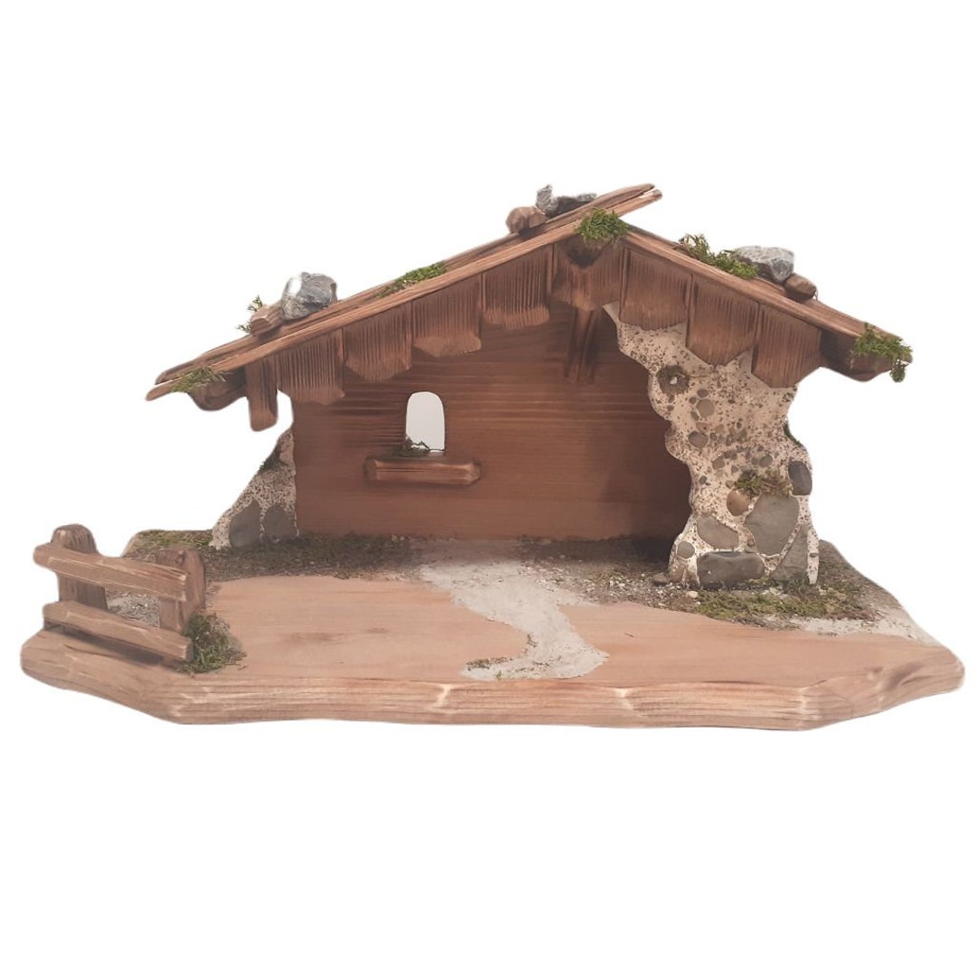 Hand Carved Wooden Nativity Stable, Christmas Decor - Etsy
