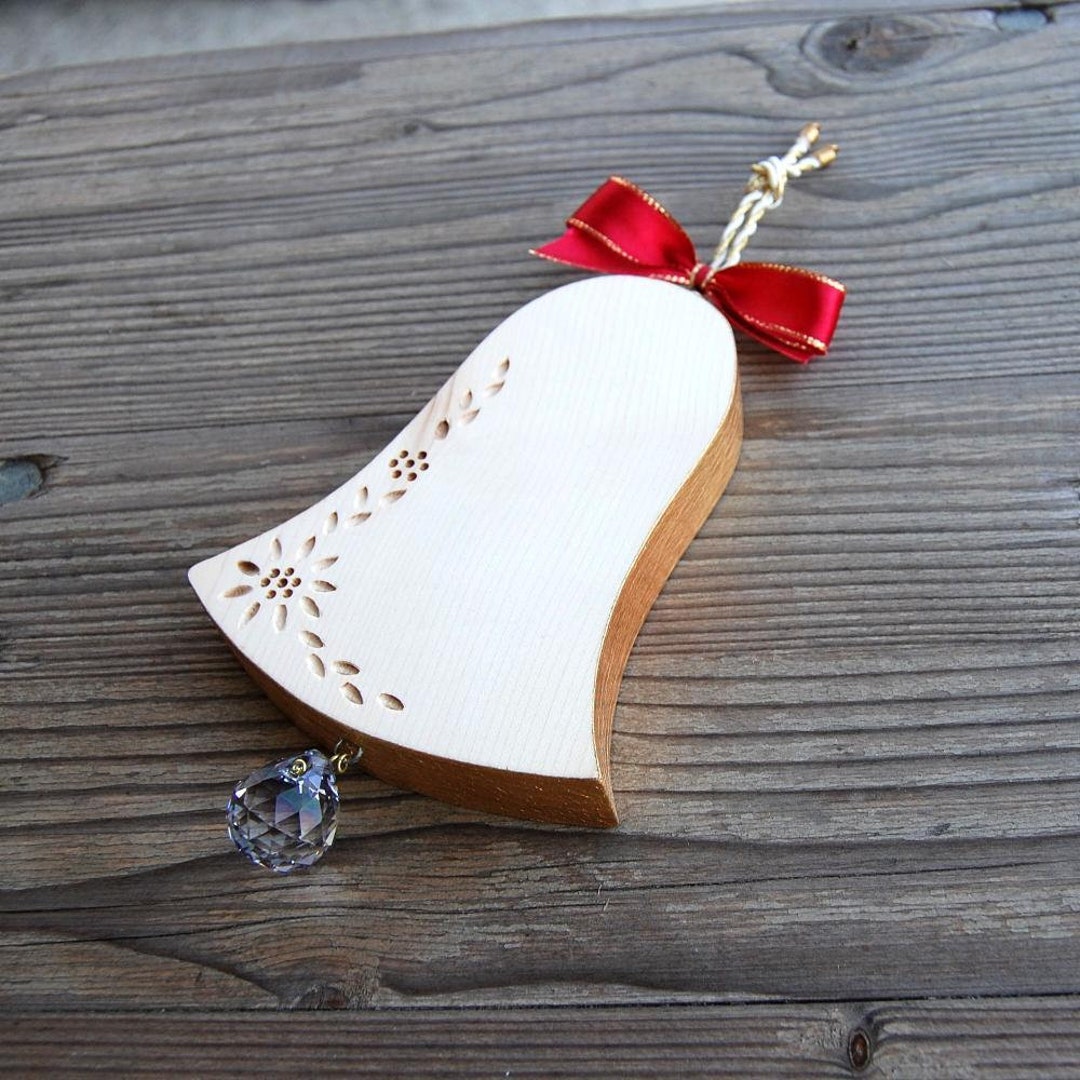Gilded Maple Wood Bell With Czech Crystal, Christmas Ornament - Etsy