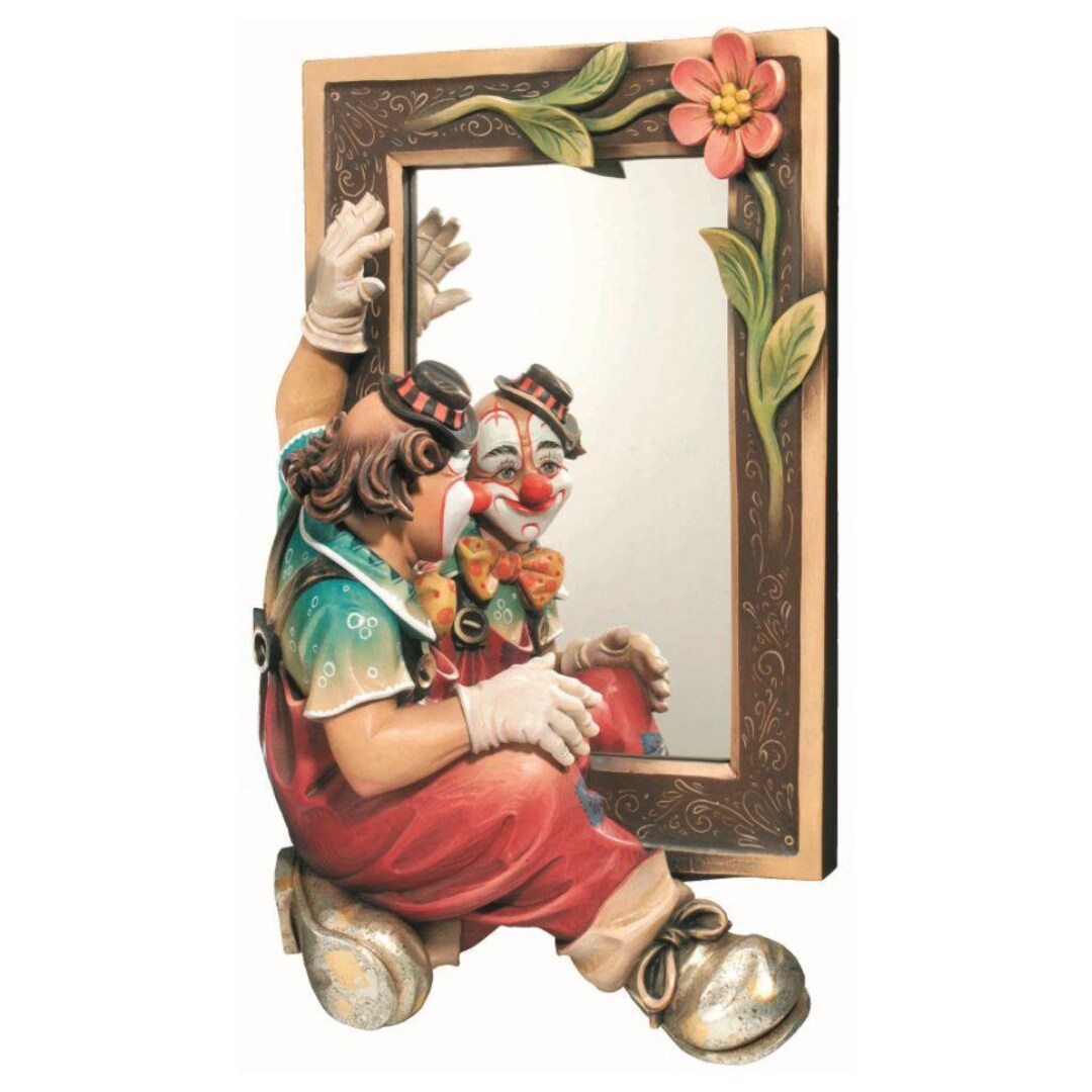 Hand Carved Maple Wood Clown Mirror, Profane Figurine Decor - Etsy