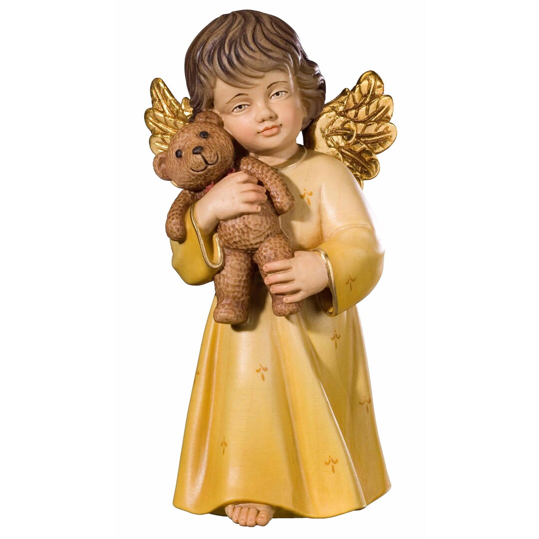 Benedict Angel With Teddy Bear, Hand-painted Wood Carving - Etsy
