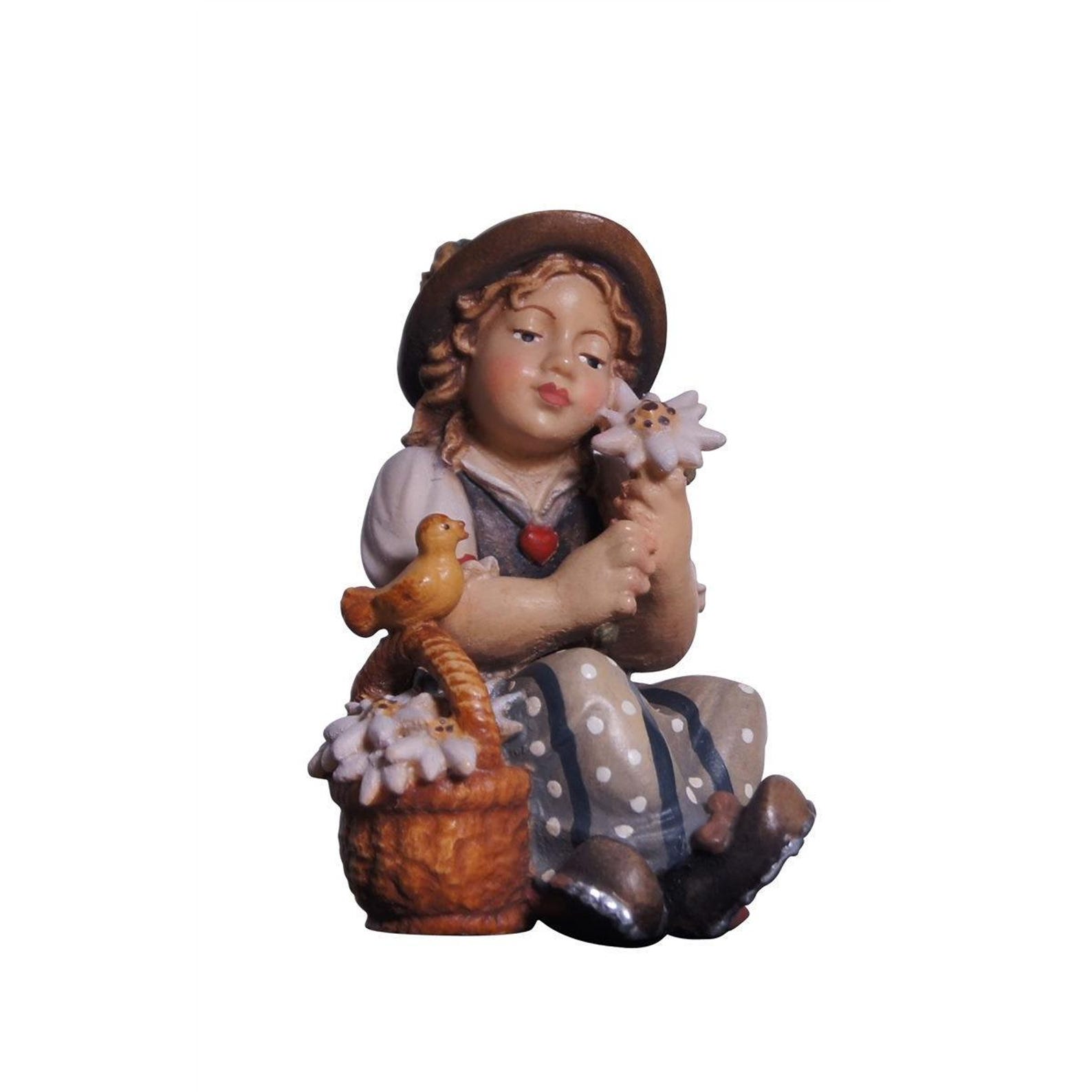 Hand-painted Maple Wood Heidi Statue With Edelweiss, Italian Carving - Etsy