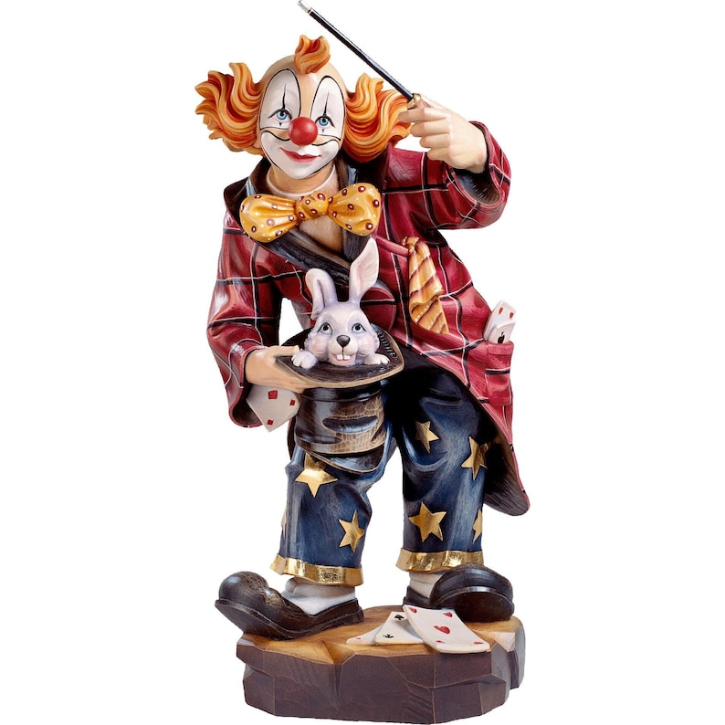 Hand-painted Maple Wood Clown Magician Statue, Italian Decor - Etsy
