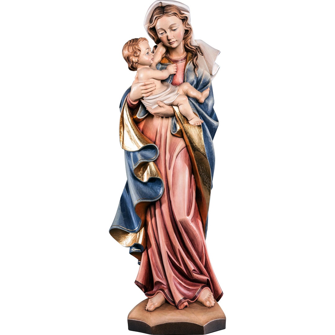 Wooden Statue of Virgin Mary With Child Wooden Statue, Virgin Mary ...