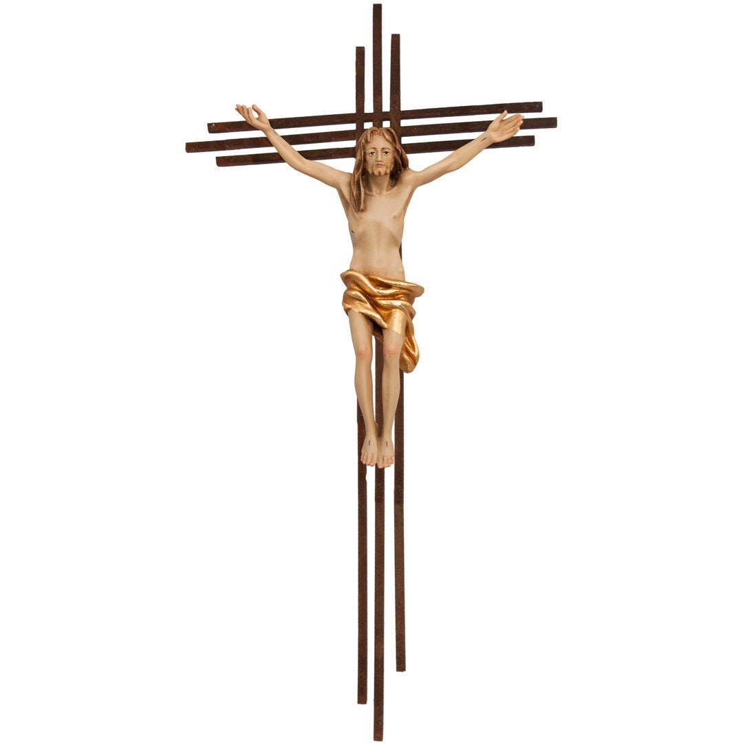 Modern Rust Steel Crucifix - Wooden Decor, Wooden Crucifix, Religious ...