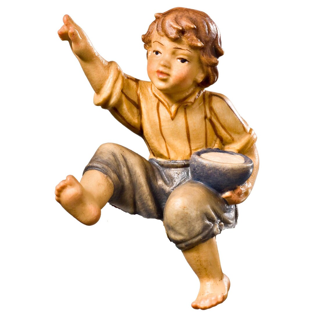 Hand-painted Maple Wood Nativity Figurine - Boy With Bowl - Etsy